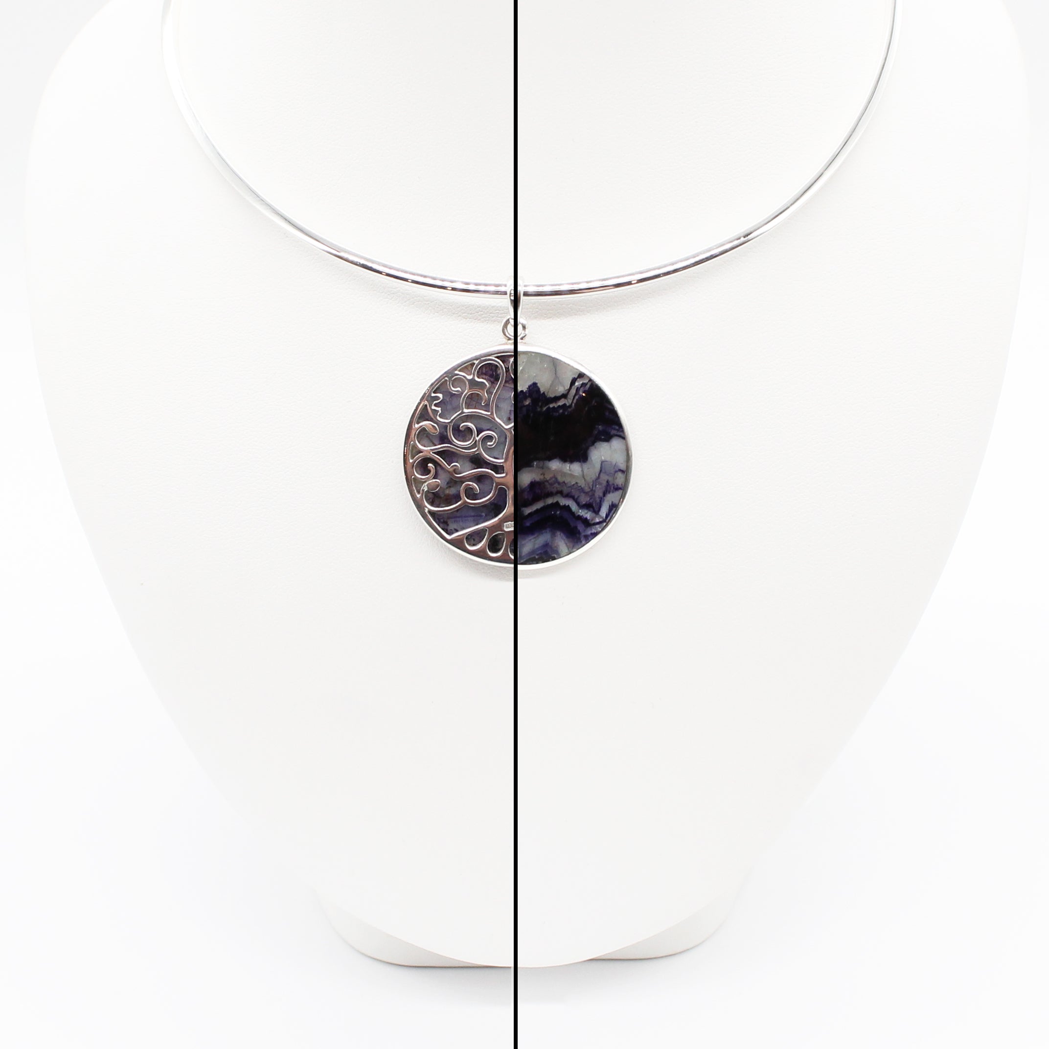 Blue John Double Sided Tree of Life Pendant – Jantar Jewellery